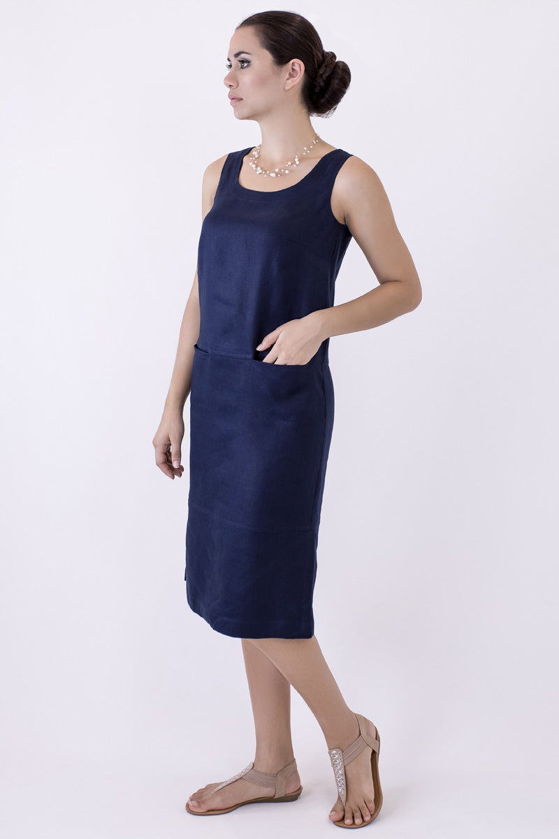 Shift Linen Column Dress ML-06